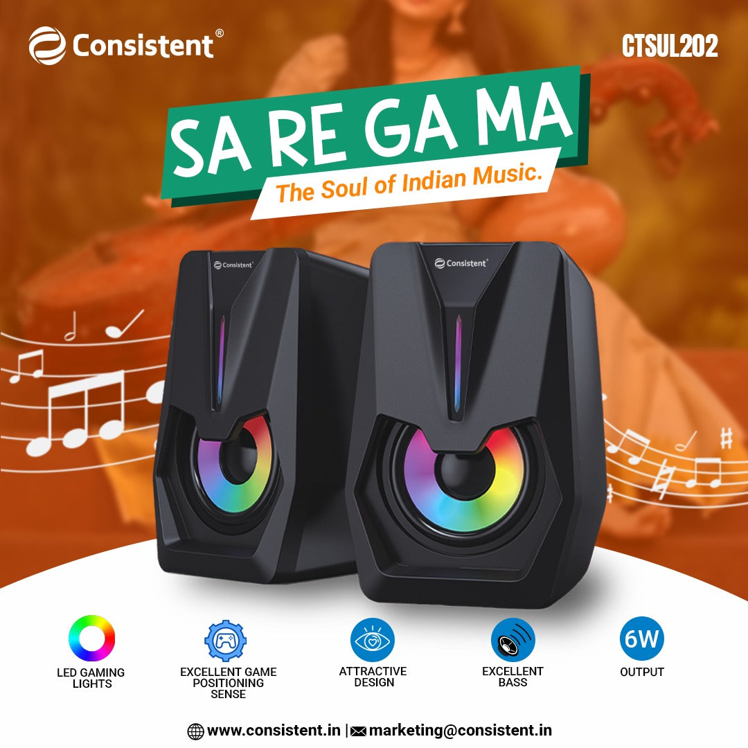 Consistent SA RE GA MA Desktop Computer Speakers, 2.0 Channel, USB Pow – Consistent Store