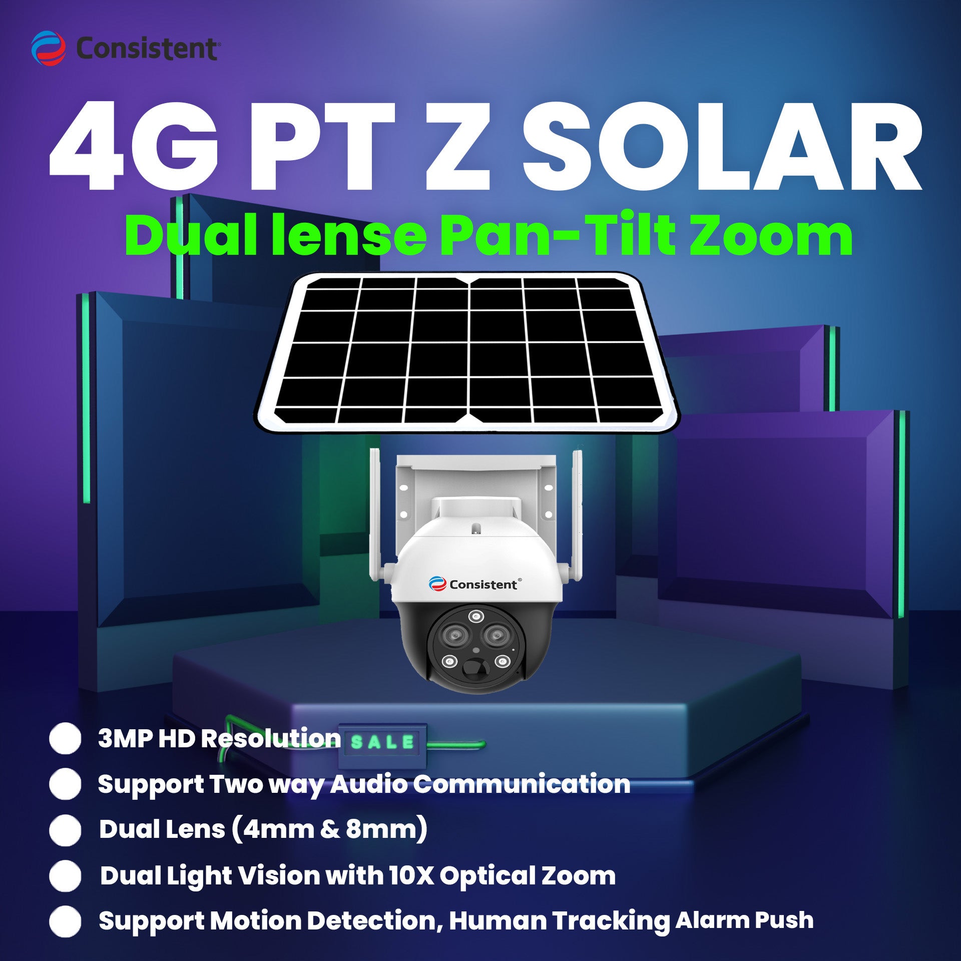 Consistent 4G PT Z Solar Powered Camera| 4G SIM | IP66 Waterproof | 2- – Everest Store