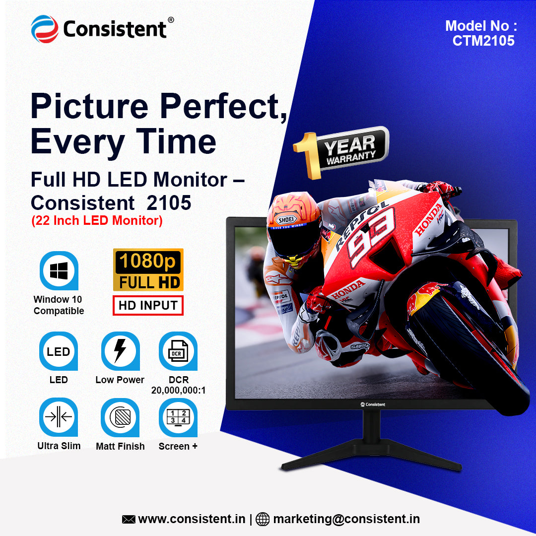 Consistent 2105 22" inch (55.8 cm) Wide Display 1920 x 1080 Pixels Ful – Consistent Store