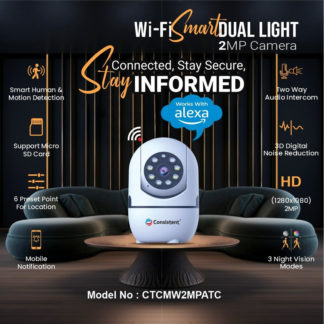 Consistent 2MP Smart CCTV Wi-fi Home Security Camera with Pan Tilt 360 ...