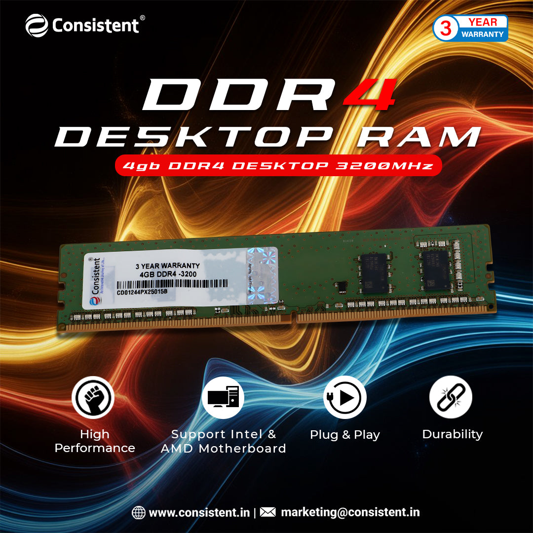 Consistent 4GB DDR4 Desktop RAM,3200MHz 'Reduce power consumption by u ...