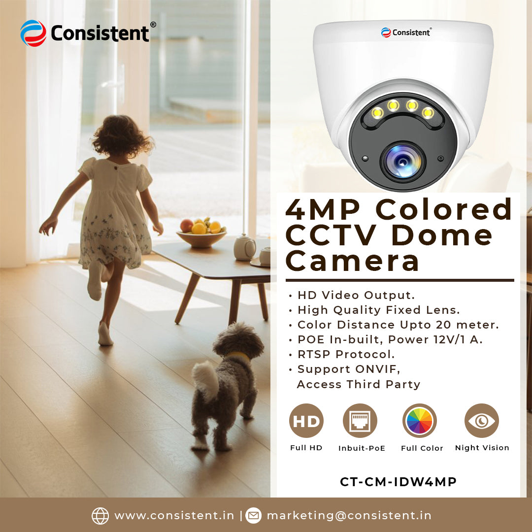 Consistent 4MP Colored CCTV CAMERA 4MP DOME-WARM (CTCMIDW4MP), Home Se ...