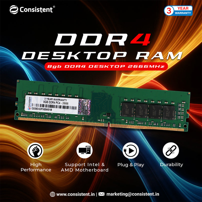 Consistent 8GB DDR4 Desktop RAM,2666MHz 'Reduce power consumption by u ...