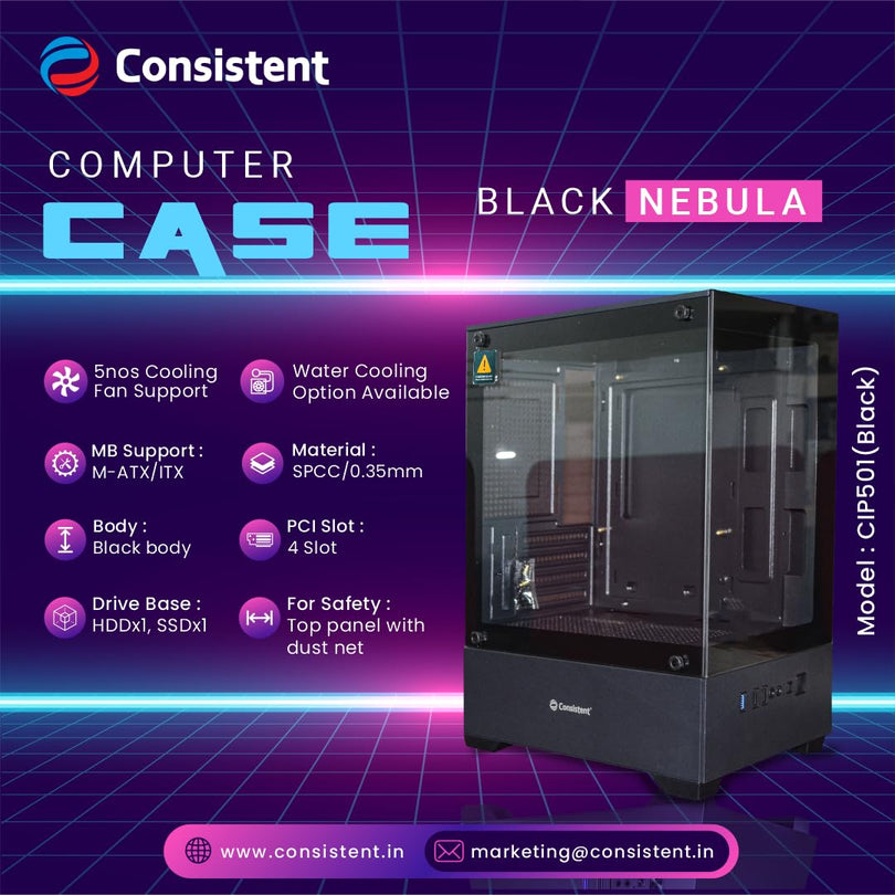 Computer PC Case (CIP501) Black Nebula Computer Case/Gaming Cabinet - – Consistent Store