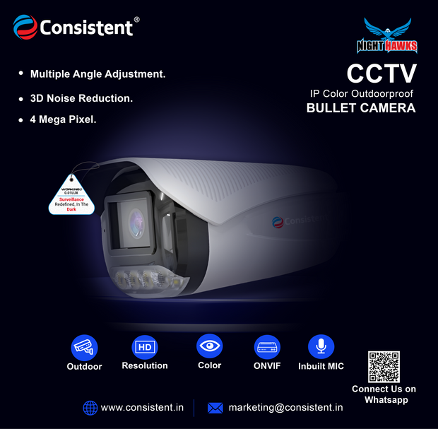 Consistent 4MP Camera Night Hawk Bullet CCTV Security Camera | Multipl ...