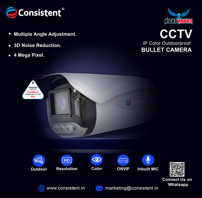 Consistent 4MP Camera Night Hawk Bullet CCTV Security Camera | Multipl ...