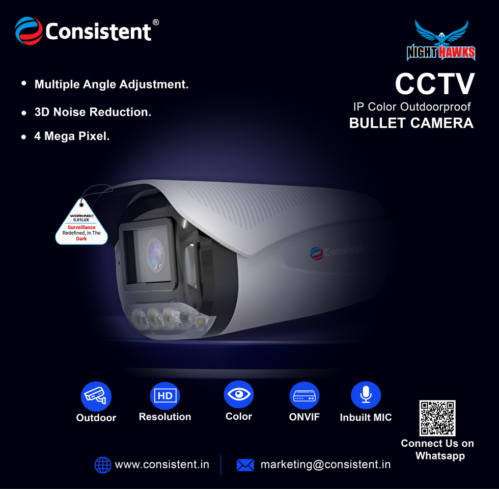 Consistent 4MP Camera Night Hawk Bullet CCTV Security Camera | Multipl ...