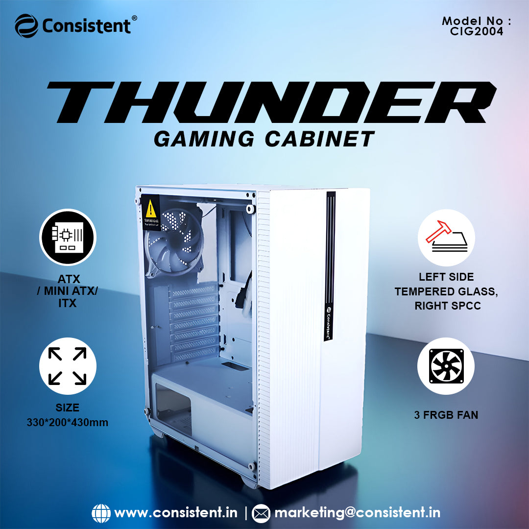 Consistent Thunder Gaming Cabinet 2004 White – Everest Store